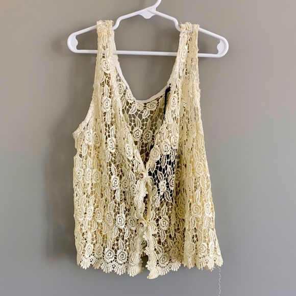 Tops | Vintage Lace Vest | Poshmark